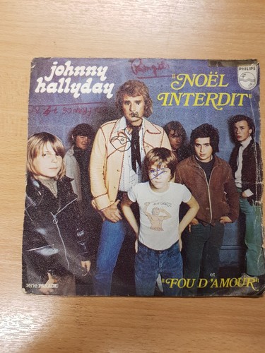 45 TOURS - JOHNNY HALLIDAY - Noel Interdit & Fou d'Amour | eBay