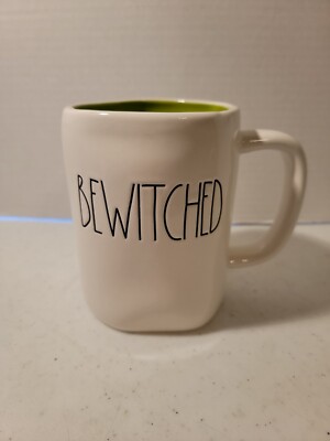 RAE DUNN "BEWITCHED" HALLOWEEN MUG WHITE ON THE OUTSIDE LIME GREEN ...