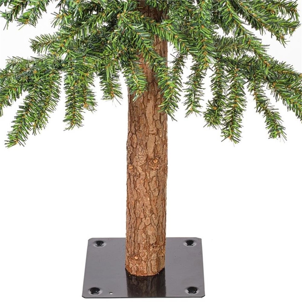 Pemberly Row 48" Plastic Natural Bark Alpine Artificial Christmas Tree ...
