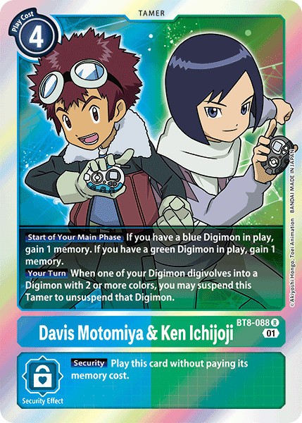 Digimon TCG BT8-088 Davis Motomiya & Ken Ichijoji Rare New Awakening ...