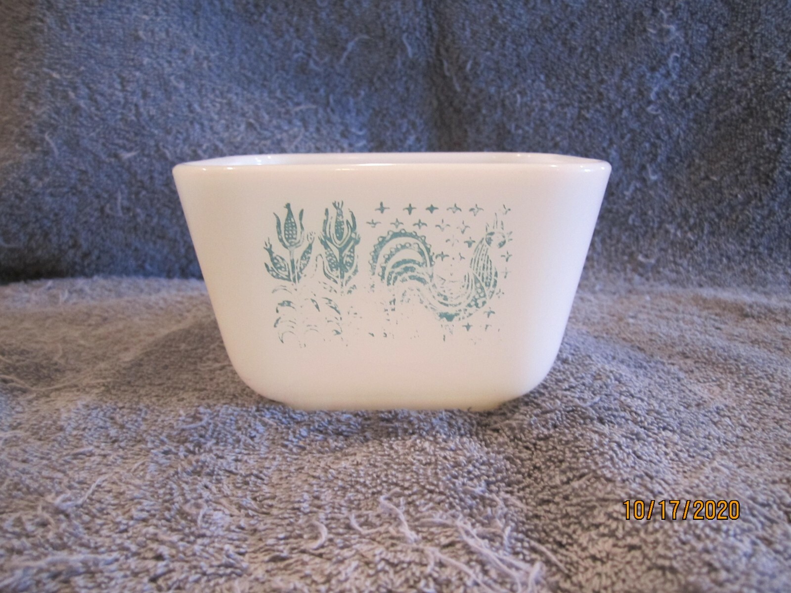 Pyrex Amish Rooster Loaf Refrigerator Dish Blue Turquoise 501 | eBay