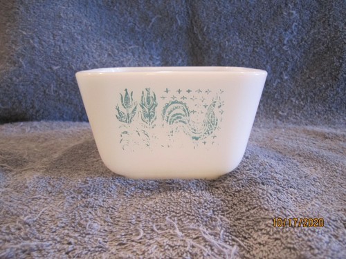 Pyrex Amish Rooster Loaf Refrigerator Dish Blue Turquoise 501 | eBay