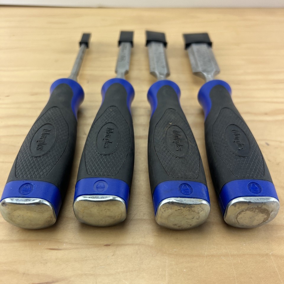Marples 5 Piece Blue Cushion Handle Bevel Edge Paring Chisel Set Sheff ...