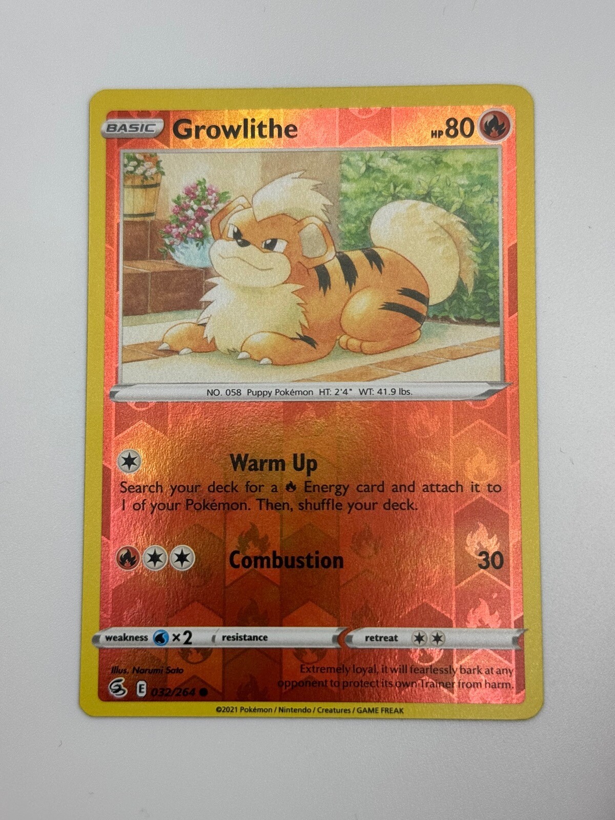 Pokemon TCG Card Fusion Strike Growlithe 032/264 Reverse Holo | eBay