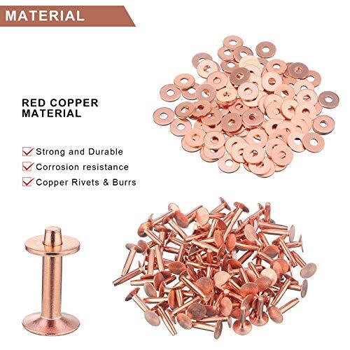 50 Sets Copper Rivets and Burrs, Copper Rivets for Leather Pure Copper ...
