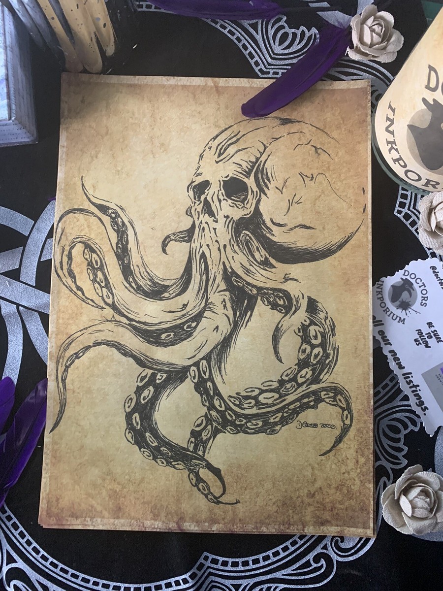 Octopus Ink Illustration Pen And Ink Illustration Of Character Art Of