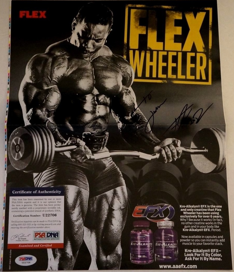 FLEX WHEELER Signed Body Building Ironman Champ EFX Poster PSA/DNA COA ...
