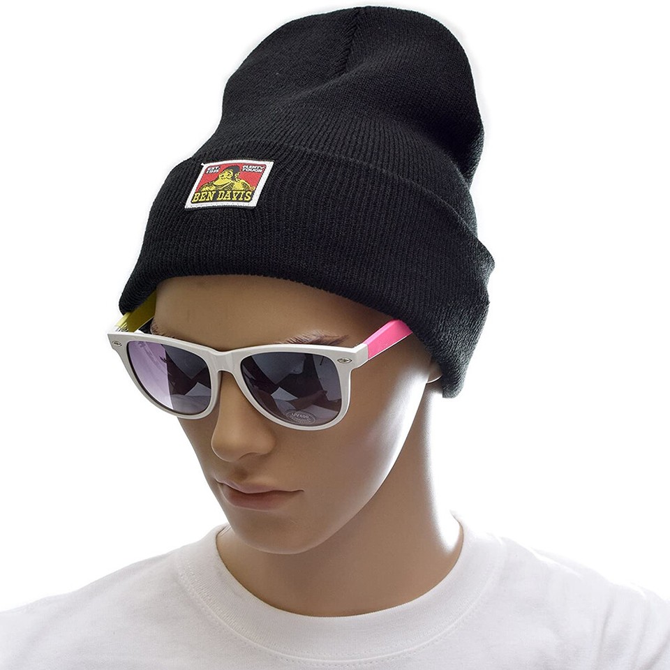 Ben Davis Beanie Unisex Acrylic Cuffed Knit Hat Mens Double Layered ...