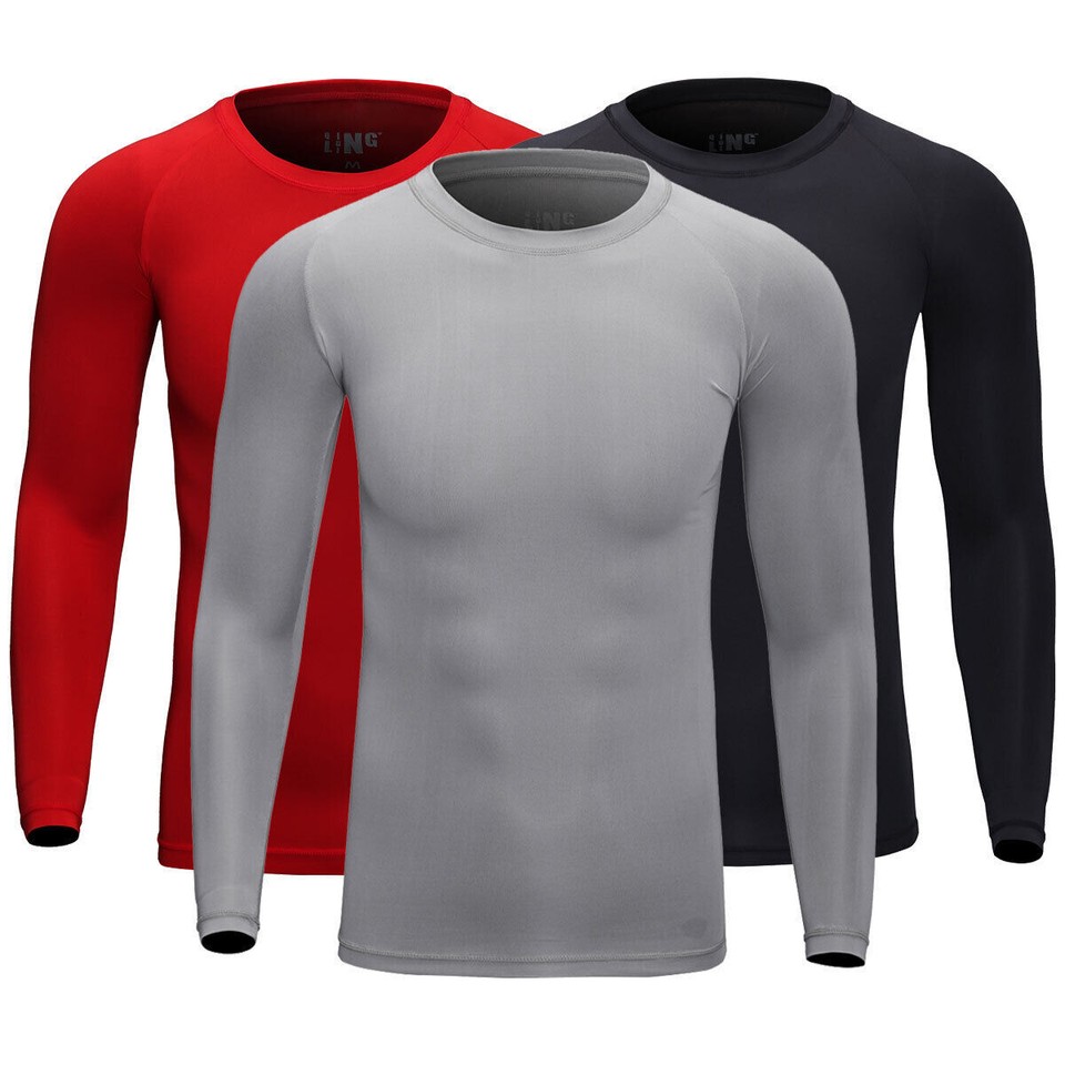 Mens Long Sleeve Compression Base Layer Undershirt Quick Dry T-Shirt ...