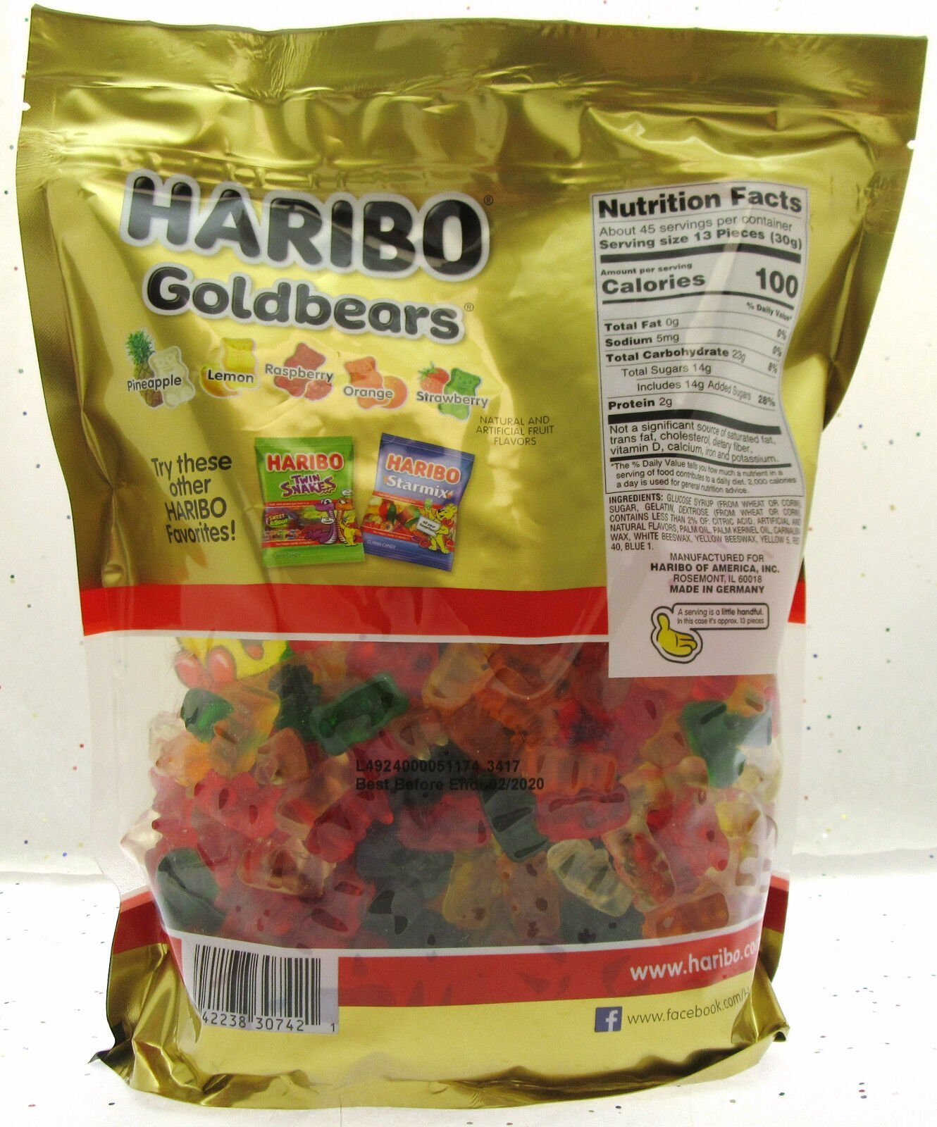 Haribo Gummy Bears Fruit Chewy Candy Gummi ~ Goldbears ~ 3 LB Party ...