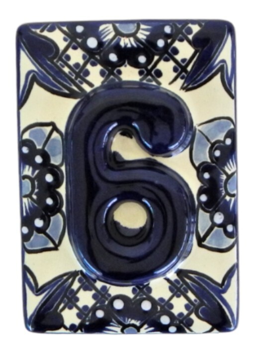 Mexican Talavera Tile House Number Address Blue White High Relief HR3 ...