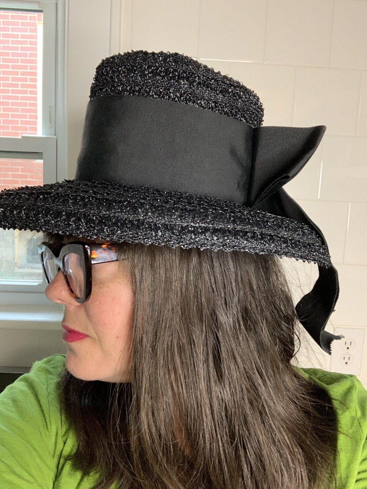 Vintage Straw Hat Stewart's 1950s 1960s Black High Cr… - Gem