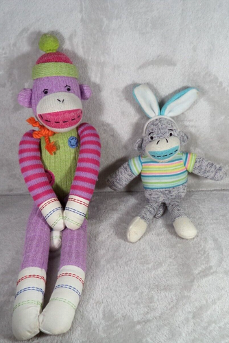 2X Sock Monkey Plush Seasons by Cannon Beach and Dan Dee Small Large ...