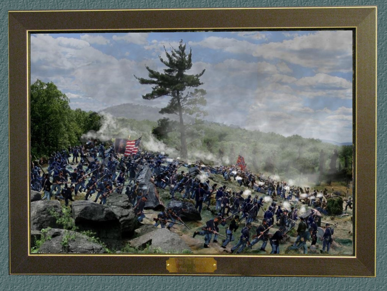 Museum Size Gettysburg Print/Frame 140th NY Paddy O'Rorke signed Civil ...