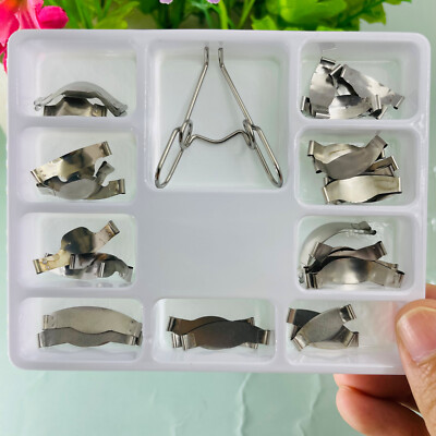 Dental Saddle Contoured Metal Matrices Matrix 36 pcs with Springclip ...