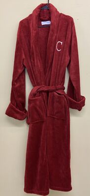 RESTORATION HARDWARE Red Unisex Robe Large Initial C Luxury Plush ...