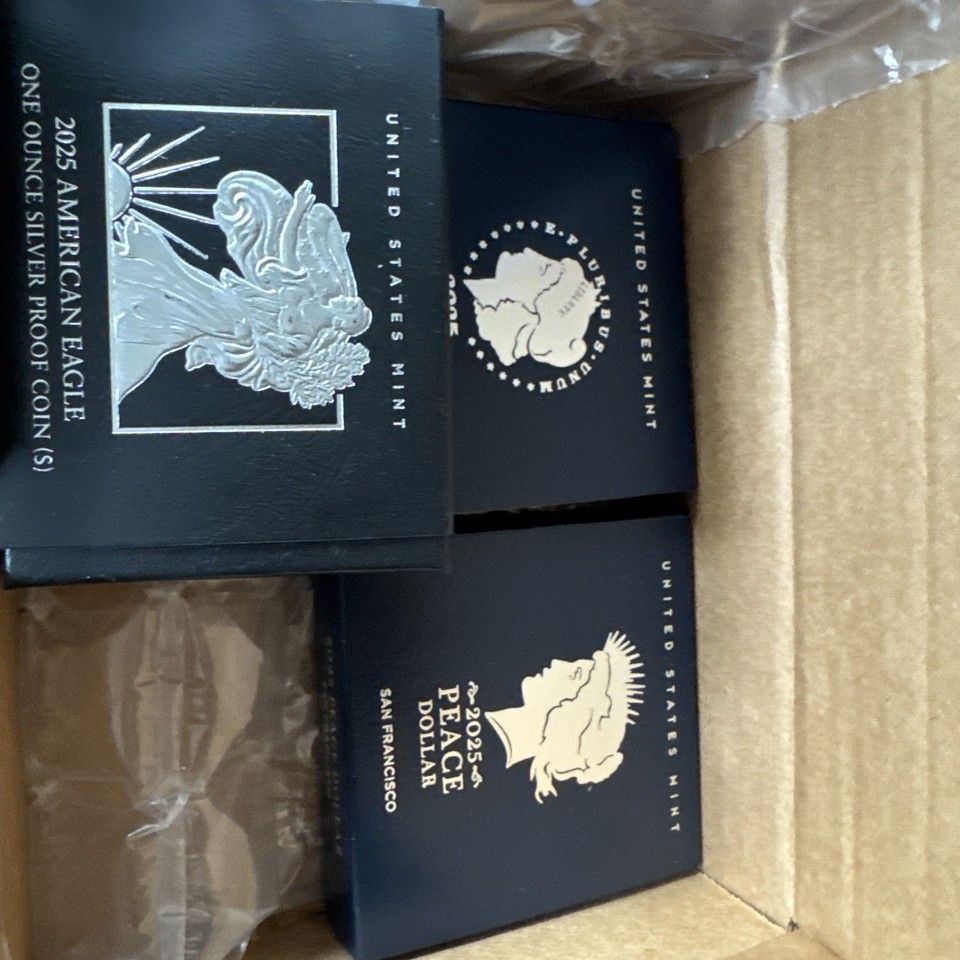 2025 S US Mint - Peace, Morgan & Silver Eagle Dollars OGP /COA (3-US ...