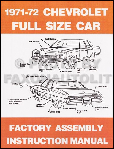 1972 Chevy BOUND Assembly Manual Impala Caprice Bel Air Biscayne ...