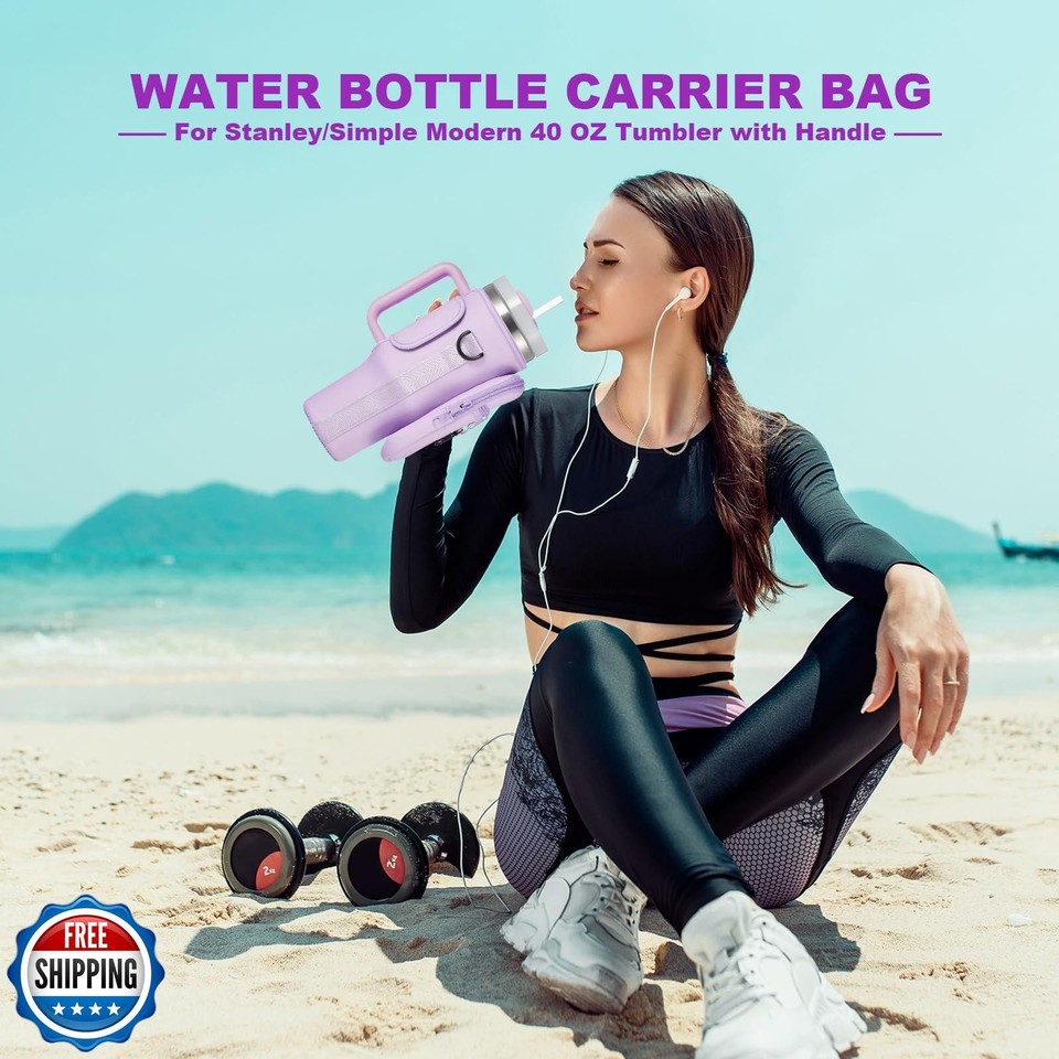 BULKITEM Water Bottle Carrier Bag with Phone Pocket for Purple St | eBay
