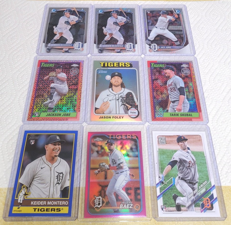Tarik Skubal, Riley Greene, Miguel Cabrera, Tigers RC jsy auto ref foil ...