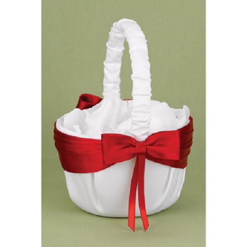 Lasting Radiance Red White Ribbon Bow Wedding Flower Girl Basket | eBay