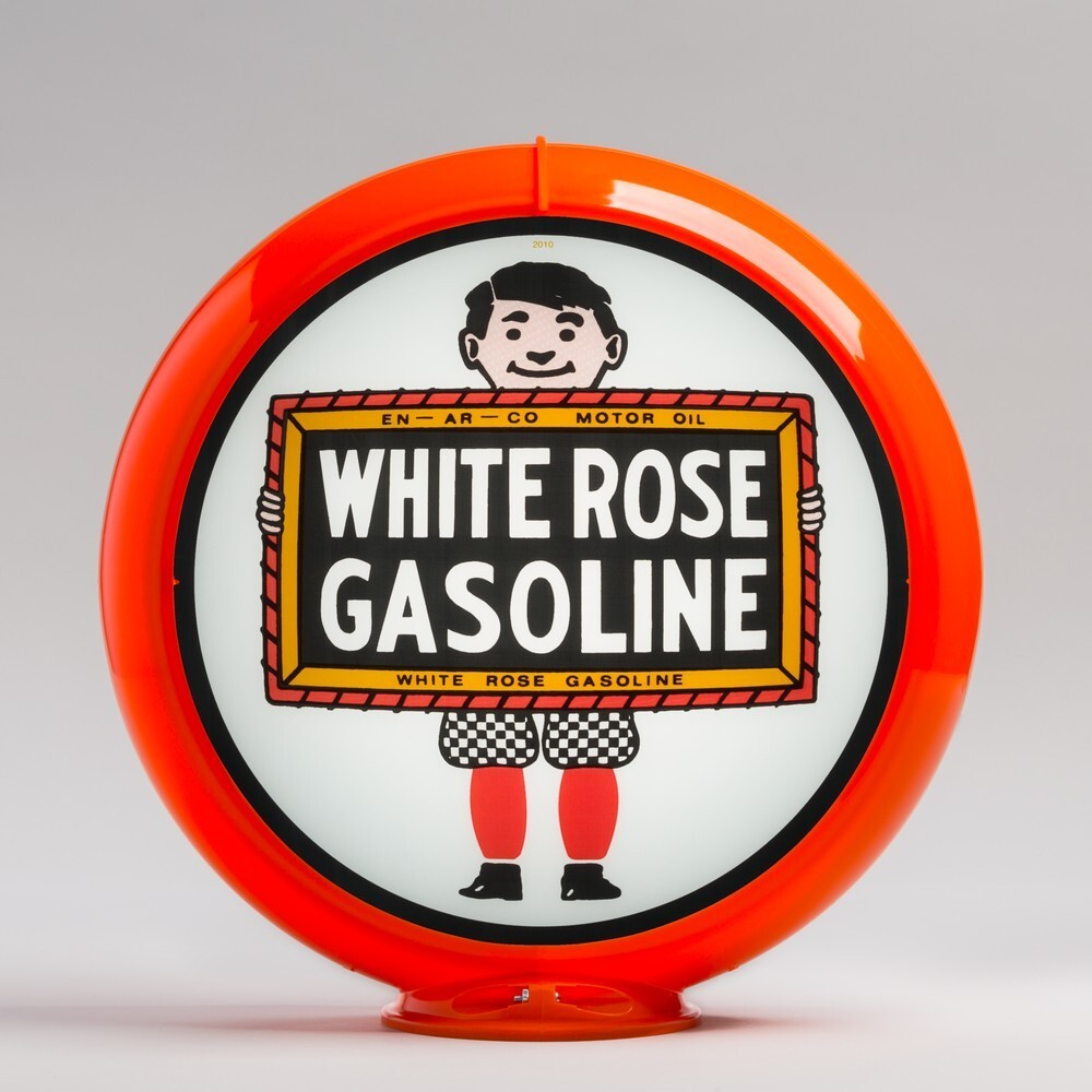 White Rose Boy Gas Pump Globe 13.5" in Orange Plastic Body (G205) | eBay