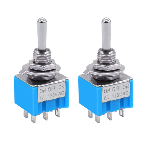 /10pcs DPDT Mini Toggle Switch 6-Pin 3 Position ON/Off/ON Miniature ...