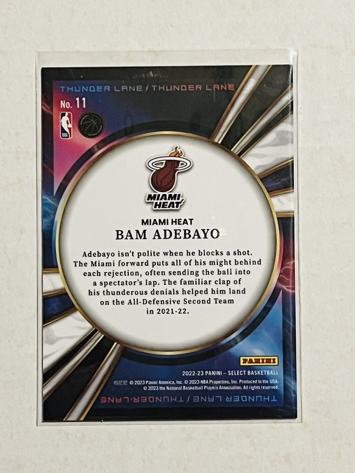 BAM ADEBAYO 2022-23 Panini Select Thunder Lane Insert #11 Heat | eBay