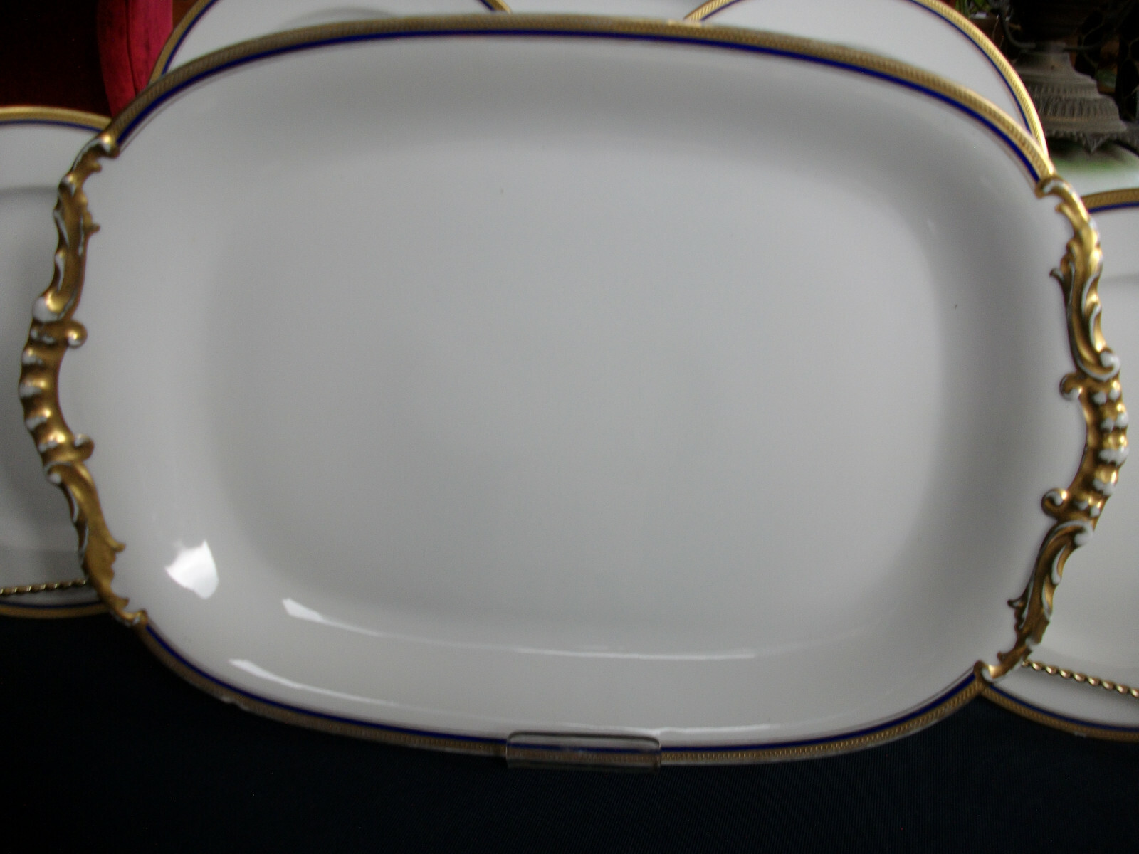 VIGNAUD FRERES LIMOGES VIG17 COBALT (c1911-1938) LARGE PLATTER- FAIR ...