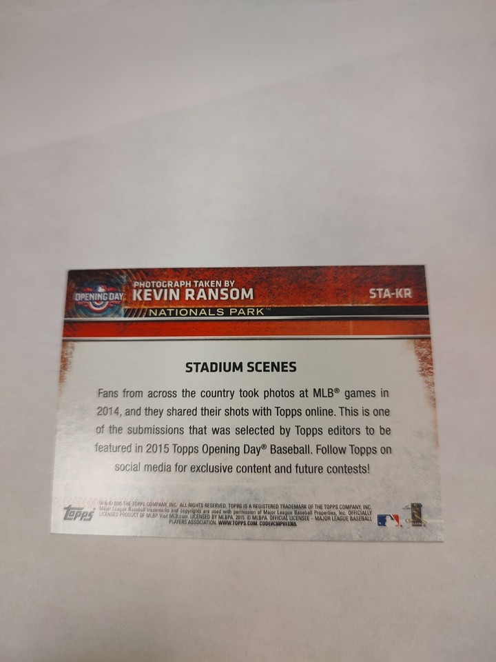 2015 Topps Opening Day Stadium Scenes Kevin Ransom (Nationals Park) # ...