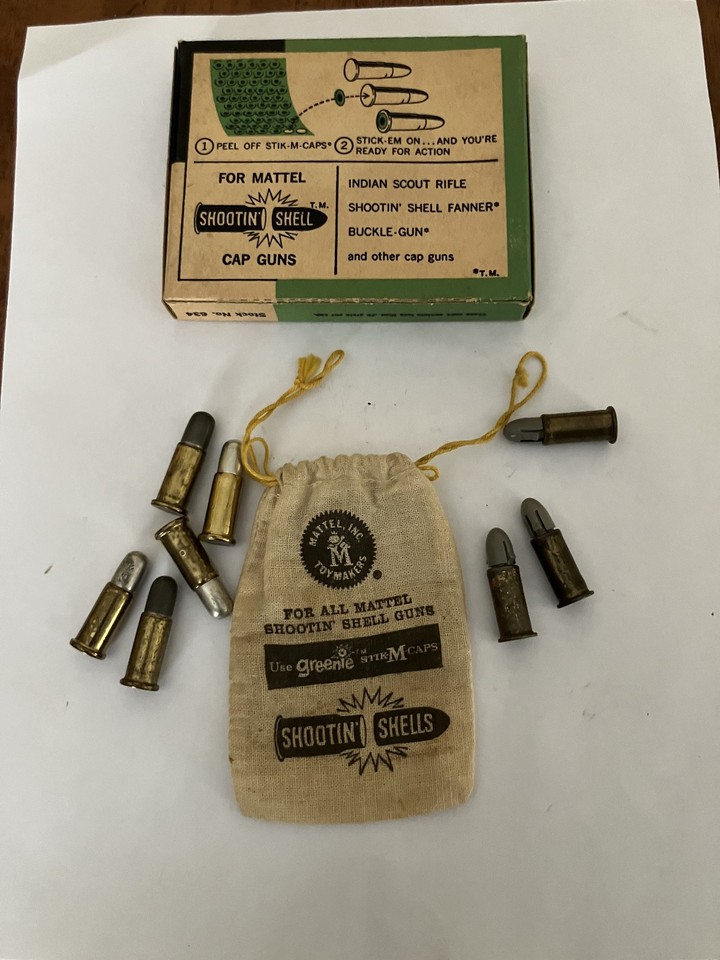 Mattel Shootin Shell Original Sack + Misc Extras & Large Box Greenie ...