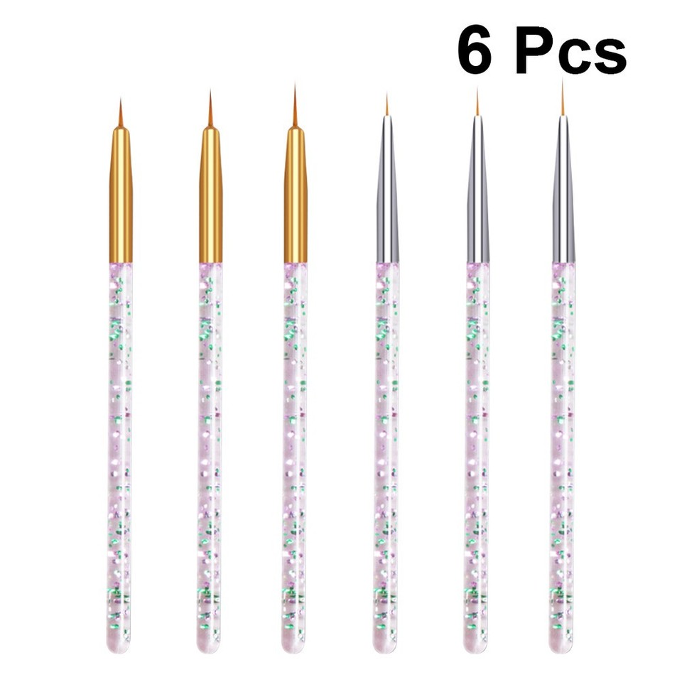 6Pcs Nail Art Painting Pen Carving Sequined Rods Brush Pen Drawing ...