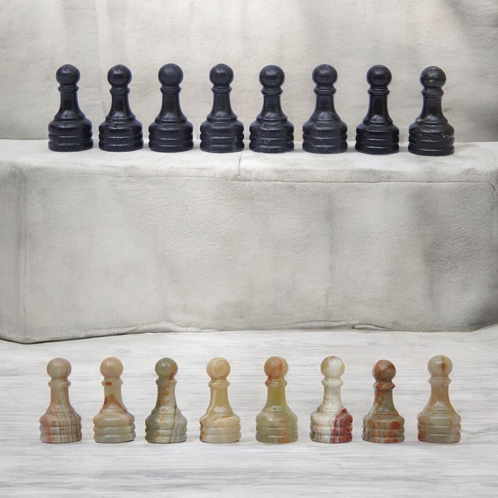 Marble Chess Set with Gift Case - Onyx green&Black Chess Set - 12 Inch ...