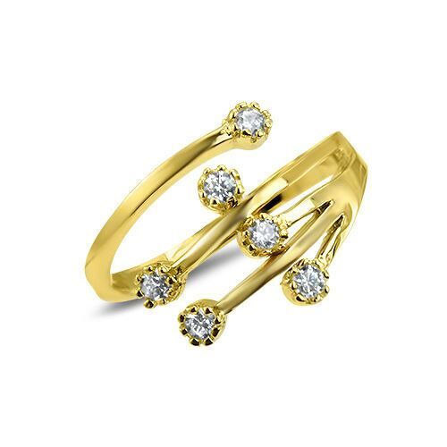 10KT Solid Stamped Yellow Gold Adjustable Toe Ring with Clear Cubic ...