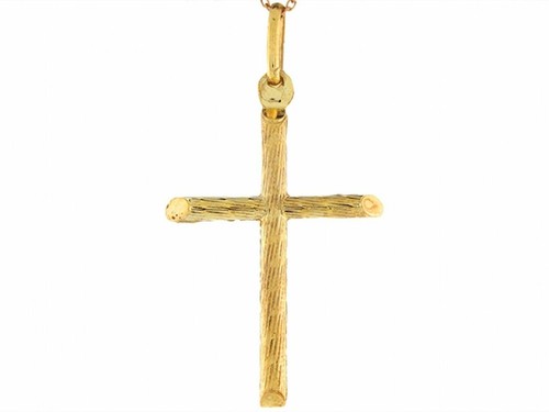 14k Yellow Gold 4.32cm Long Traditional Thin Cristian Cross Pendant | eBay
