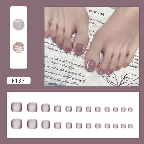 Simple Fake Toenails Short Square Foot Nails Toe Nails for Women Girl ...