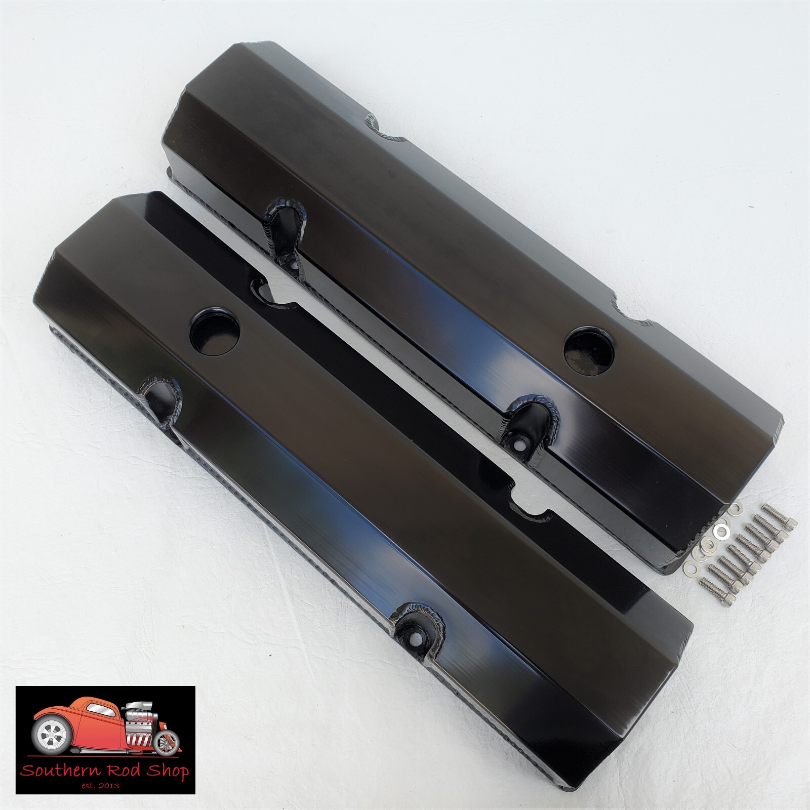Small Block Chevy Black Aluminum Fabricated Valve Covers SBC 283 305 ...