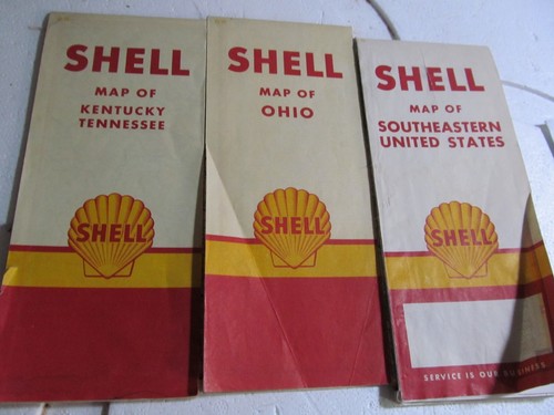 Lot of 3 Vintage 1959 Shell Oil Maps - Ohio/Kentucky+Tennessee ...