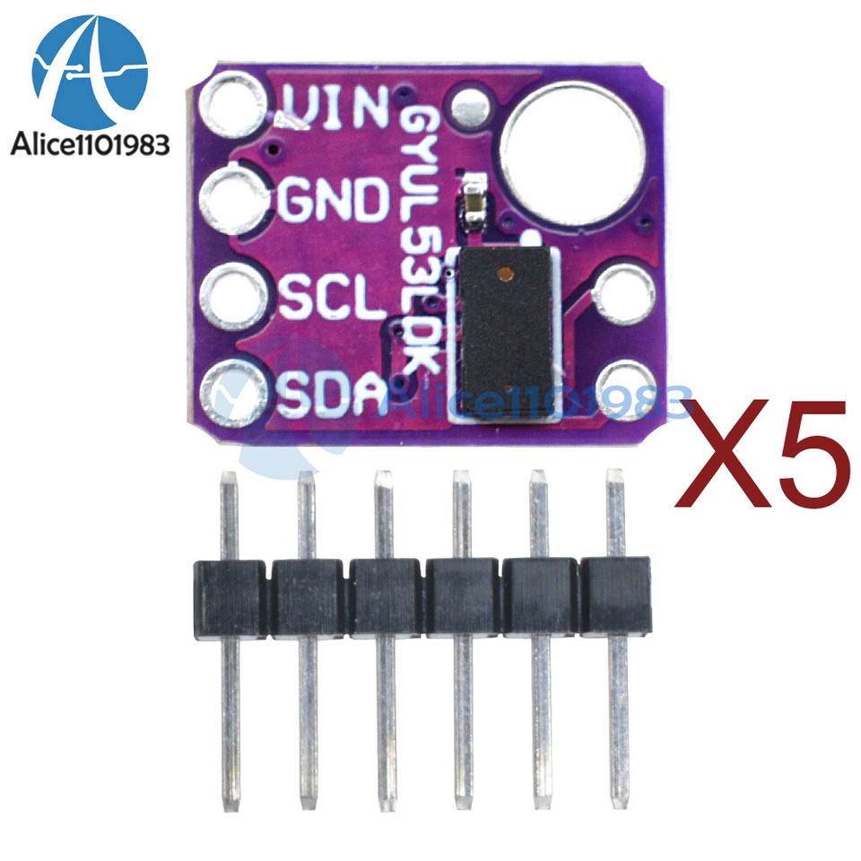 5PCS VL53L0X GY-530 Time-of-flight Ranging IIC I2C ToF Distance Sensor ...