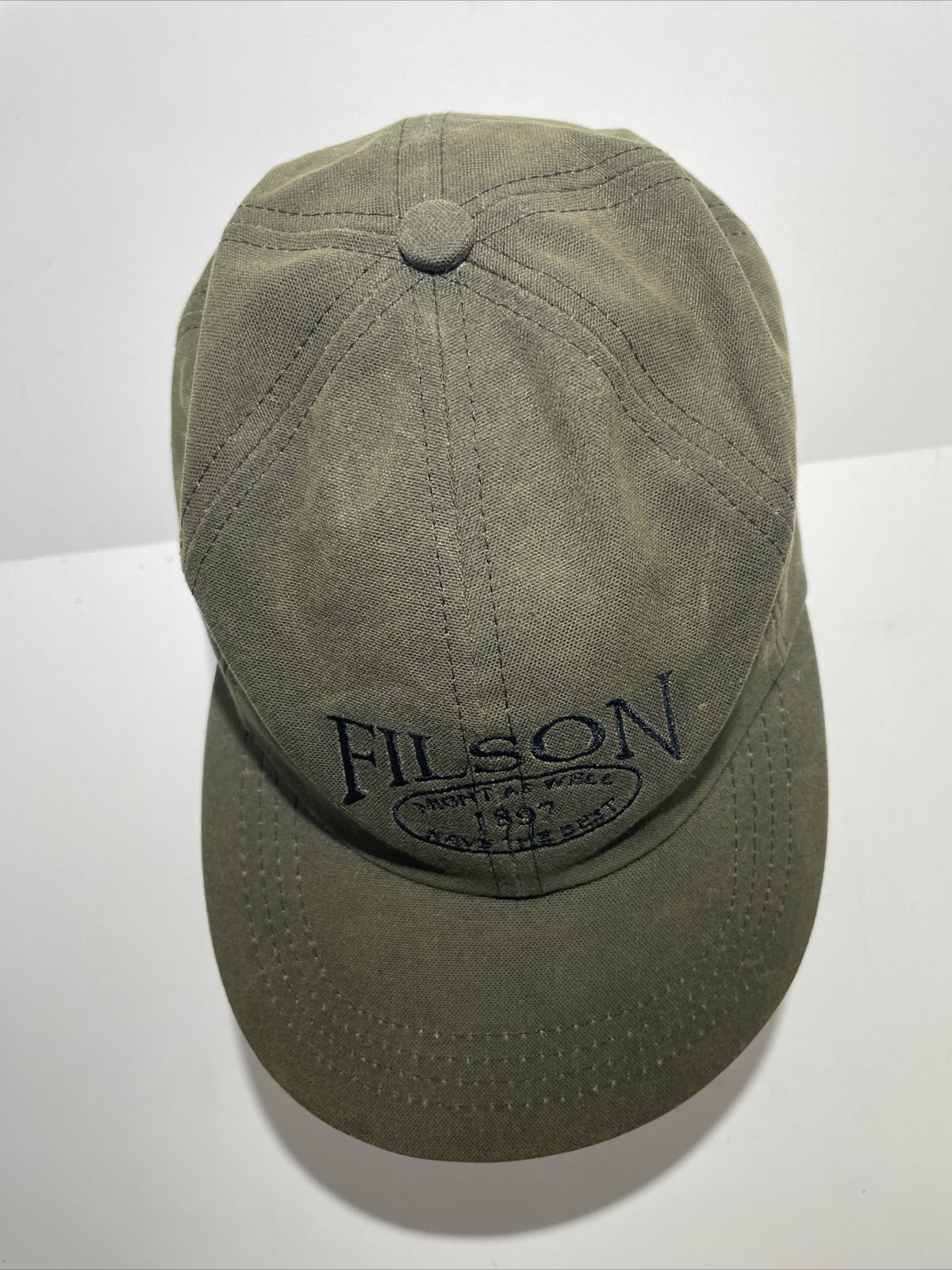 Filson Ottergreen Tin Cloth Waxed Baseball Cap Hat *S… - Gem