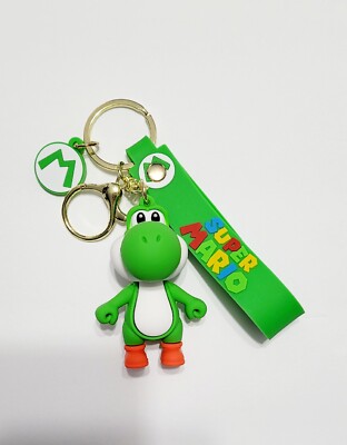 Yoshi Super Mario keychain with charm, backpack ring & rubber strap | eBay