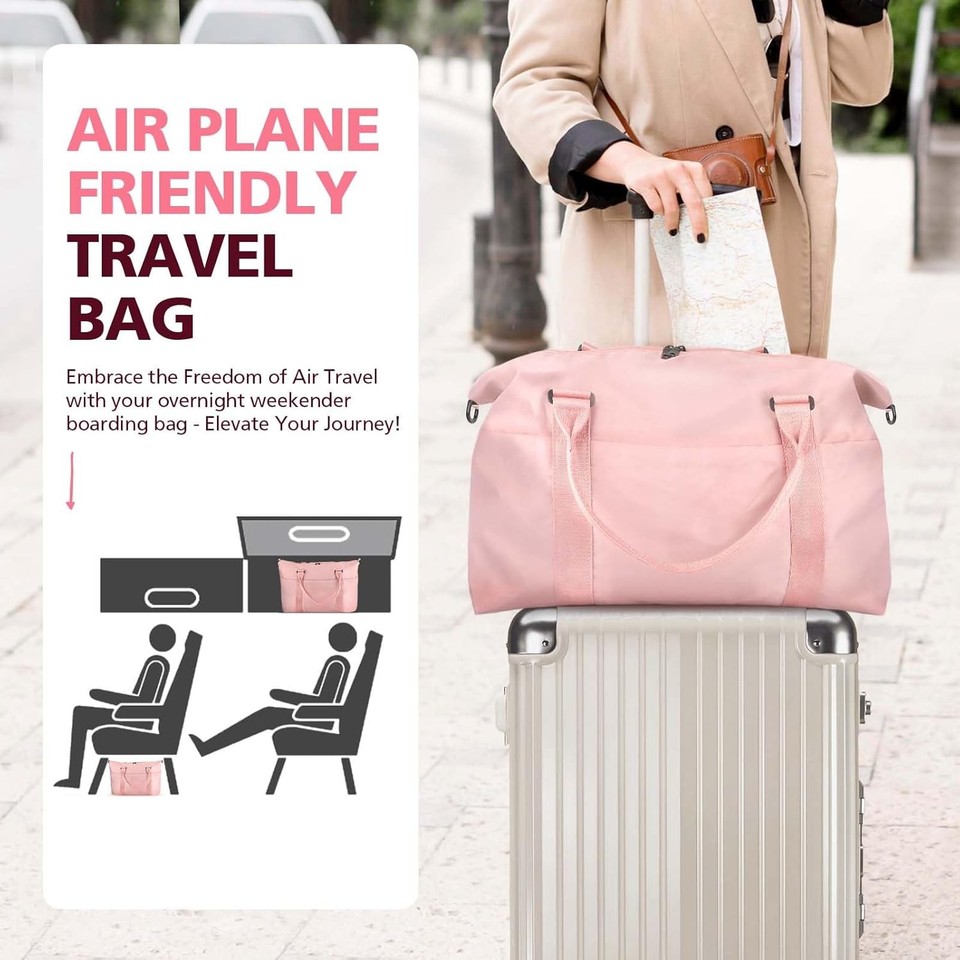 TOPBAG Travel Duffle Bag, Waterproof Weekender Carry On Tote 01 Coral ...