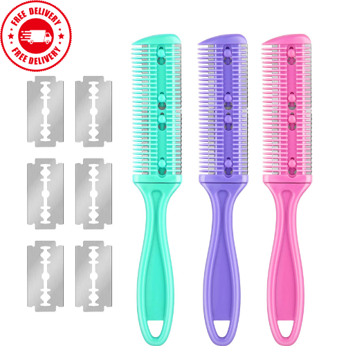 Hair Cutting Comb Set-3pcs.10 Razors.Double Edge.Thinning Comb.Green ...