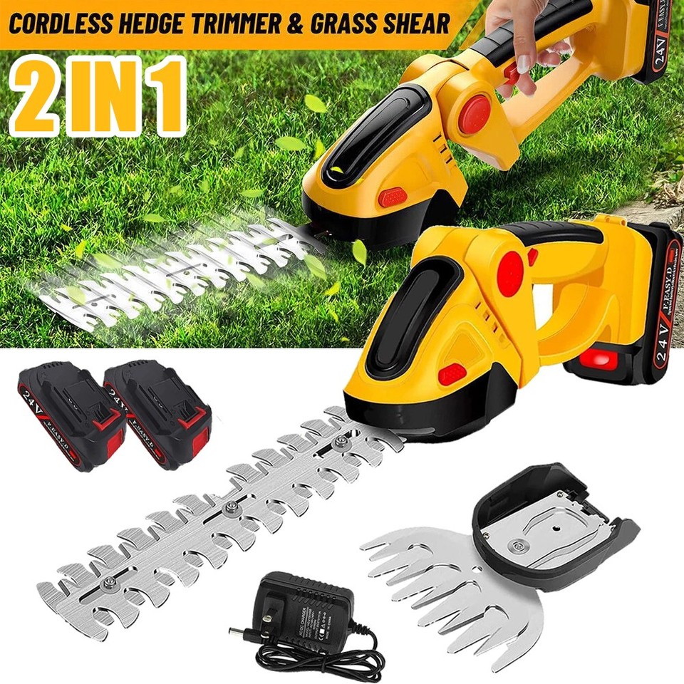Cordless Electric Mini Hedge Trimmer 2 in 1 Brush Grass Cutter Shears ...