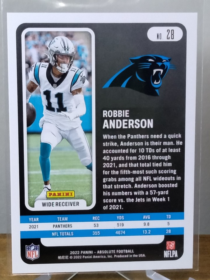 ROBBIE ANDERSON 2022 Panini Absolute Football Base Card #28 Arizona ...