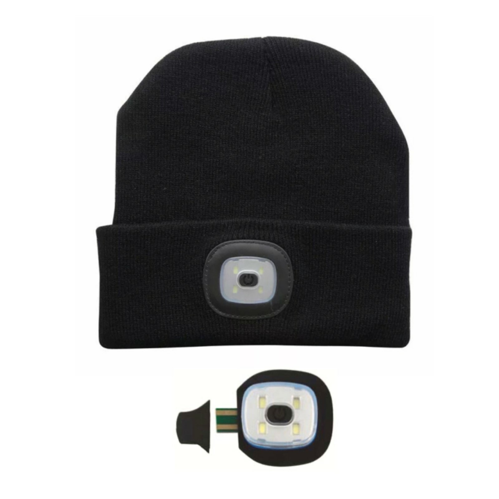 Knitted Wooly Beanie Hat With LED Light Unisex Warm High Powered Head ...