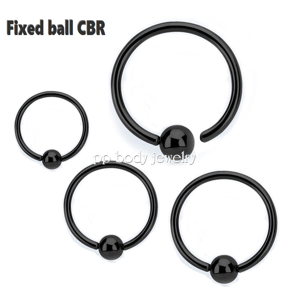 2pcs. 20g 18g 16g Black IP Fixed Ball Captive Bead Ring Nose Septum ...