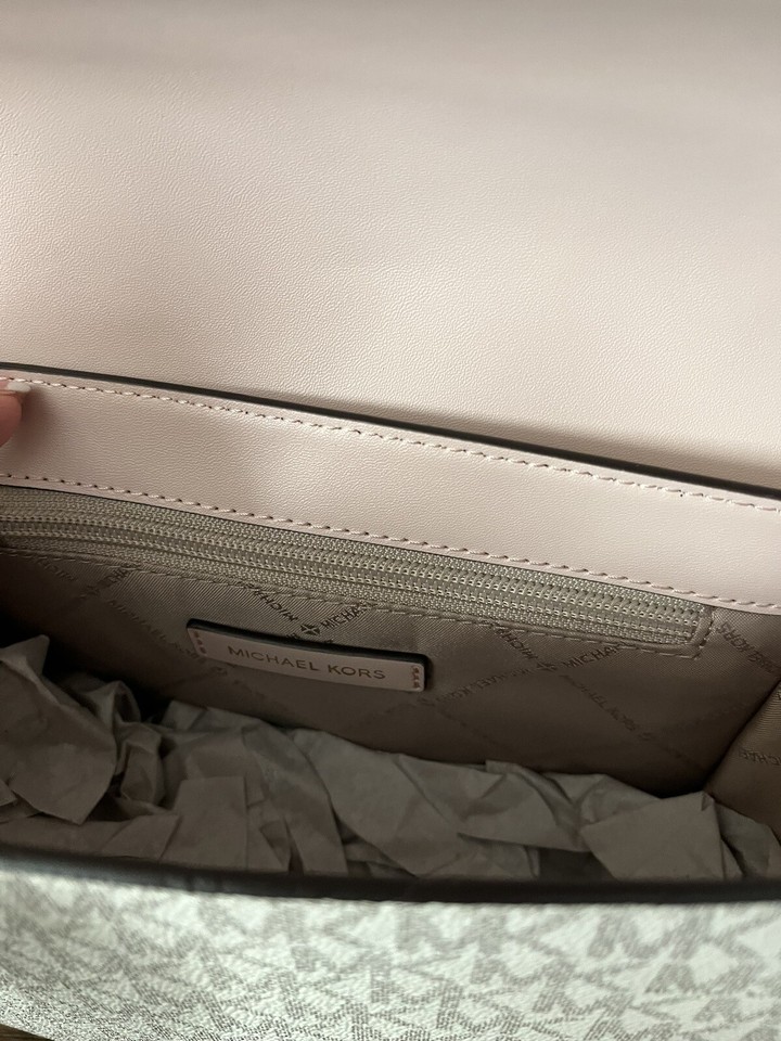 NWT $498 MICHAEL KORS Mimi Powder Blush Multi Logo Messenger Bag | eBay