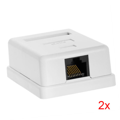 2pcs 1-Port Single-Port Cat6 RJ45 Ethernet Surface Mount Box w ...