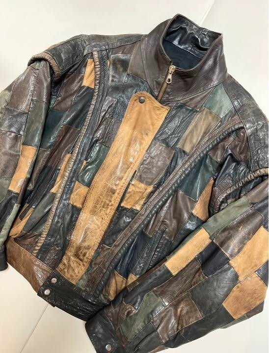 1980s Stone Island Leather Jacket Outer Mens Size XL … - Gem